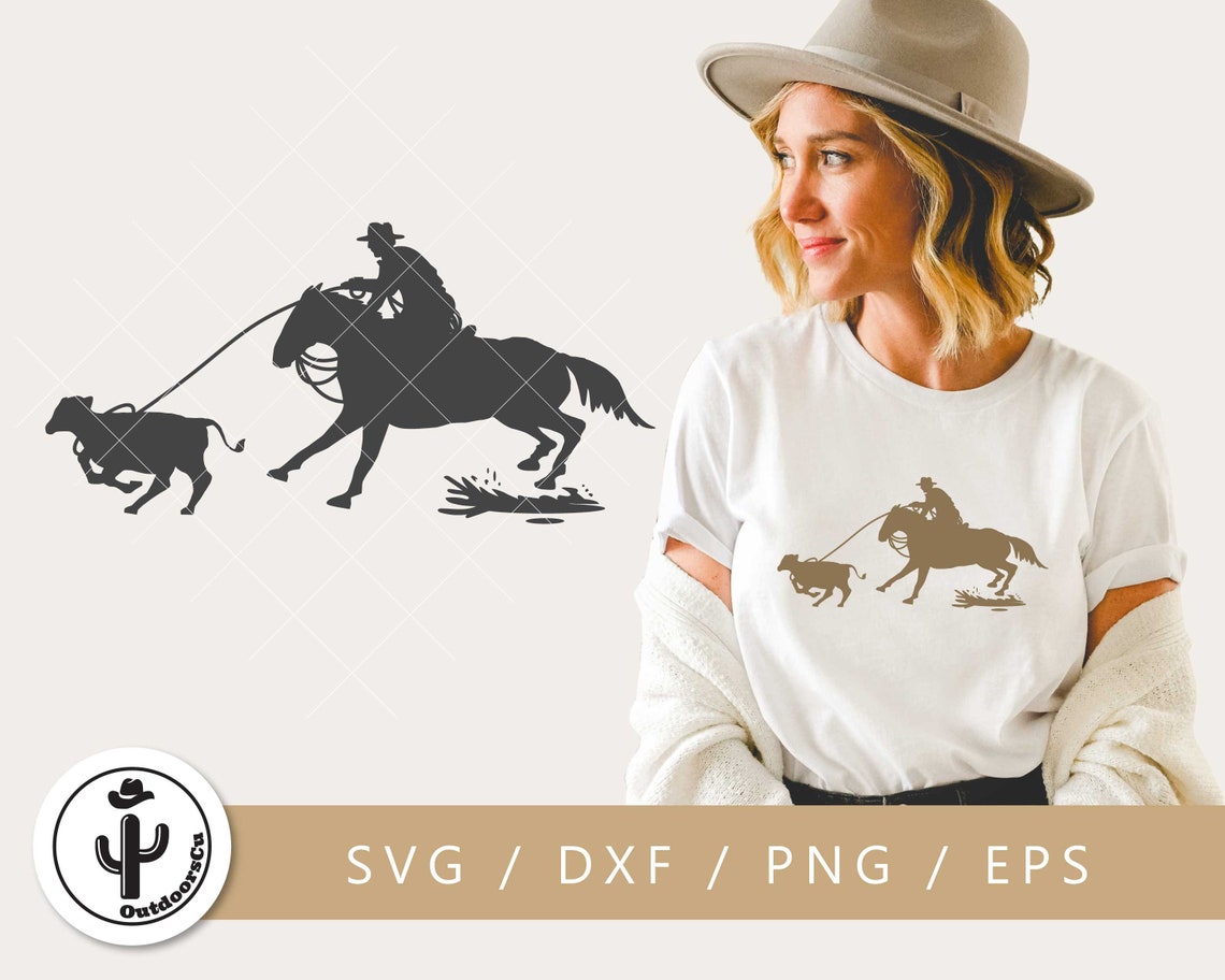 Calf Roper Silhouette Svg Png Cut File Cattle Roping Western Saddle ...