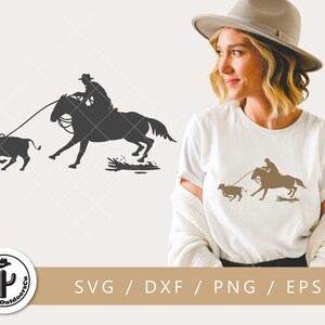 Calf Roper Silhouette Svg Png Cut File| Cattle Roping | Western Saddle ...