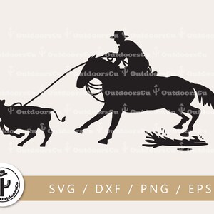 Calf Roper Silhouette Svg Png Cut File| Cattle Roping | Western Saddle ...