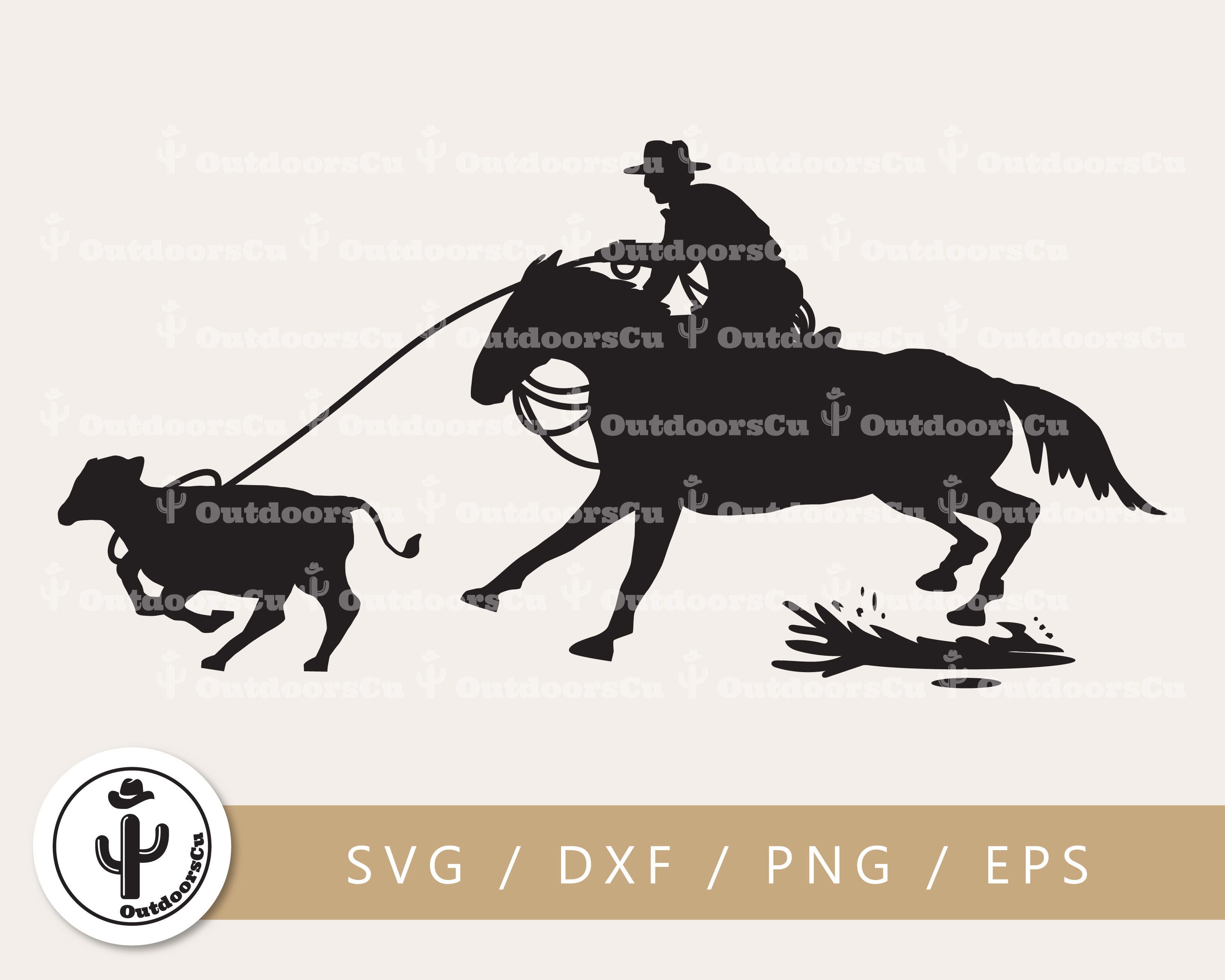 Calf Roper Silhouette Svg Png Cut File| Cattle Roping | Western Saddle ...
