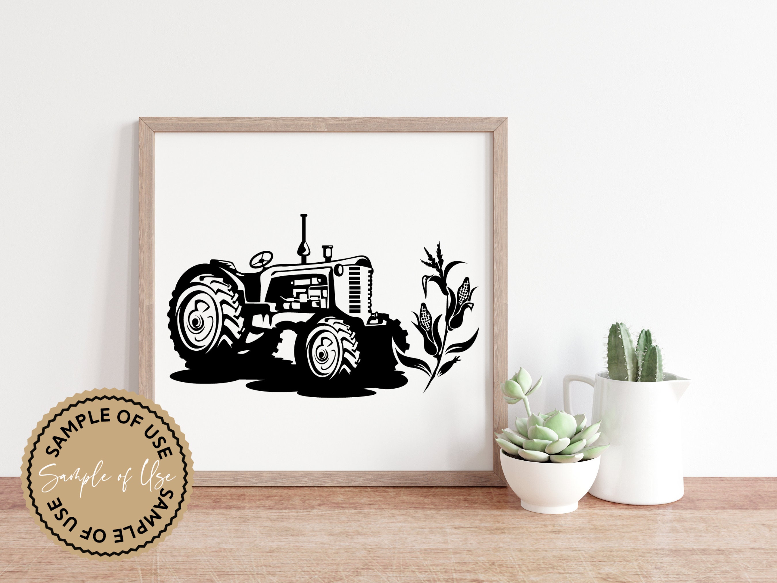 Farm Tractor With Corn Stalk Svg Png Cut File Farmer Decal Land ...