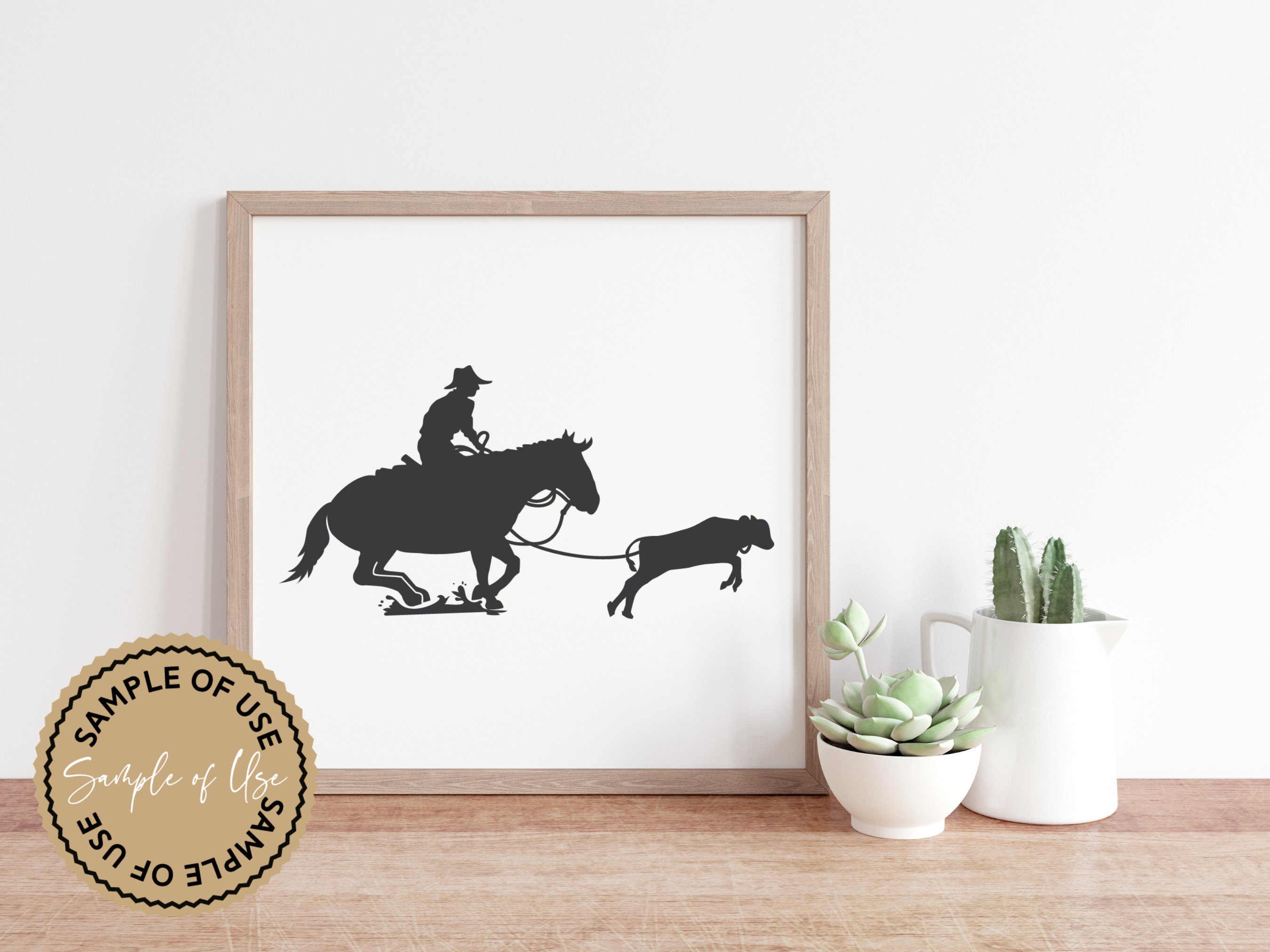 Cattle Roping Silhouette Svg Png Cut File| Calf Roper | Farm Animal ...