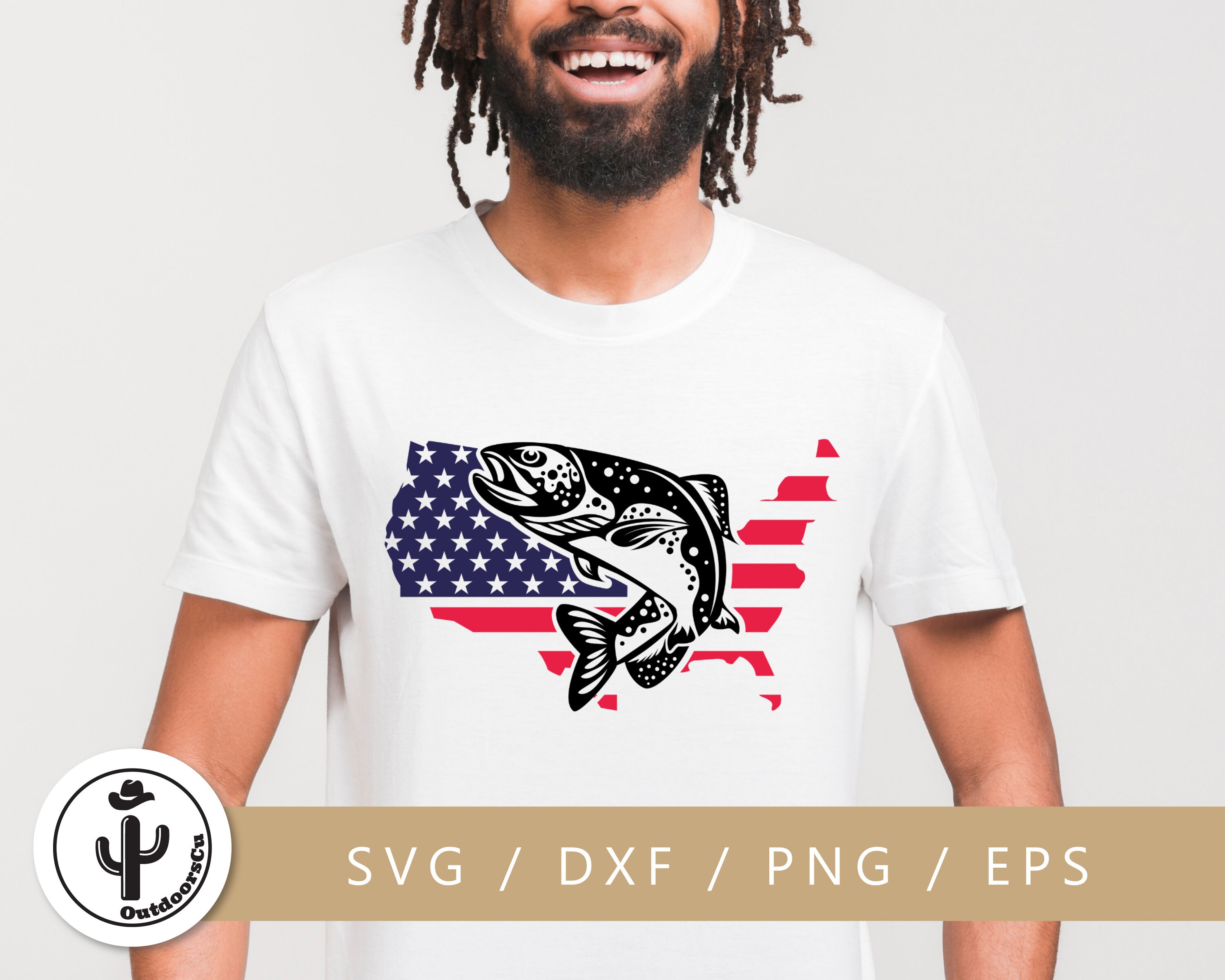 American Trout Fish Svg Png Cut File USA Flag Trout Fishing Us Rainbow ...