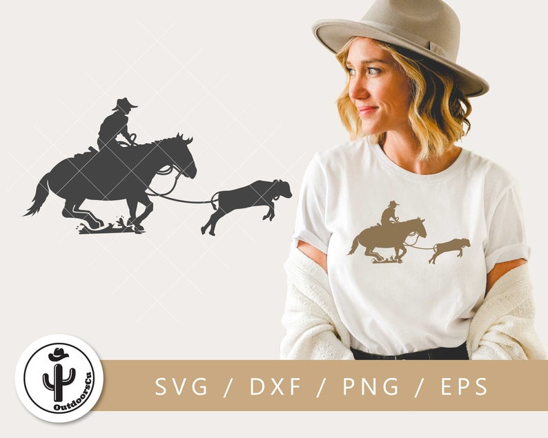 Cattle Roping Silhouette Svg Png Cut File| Calf Roper | Farm Animal ...