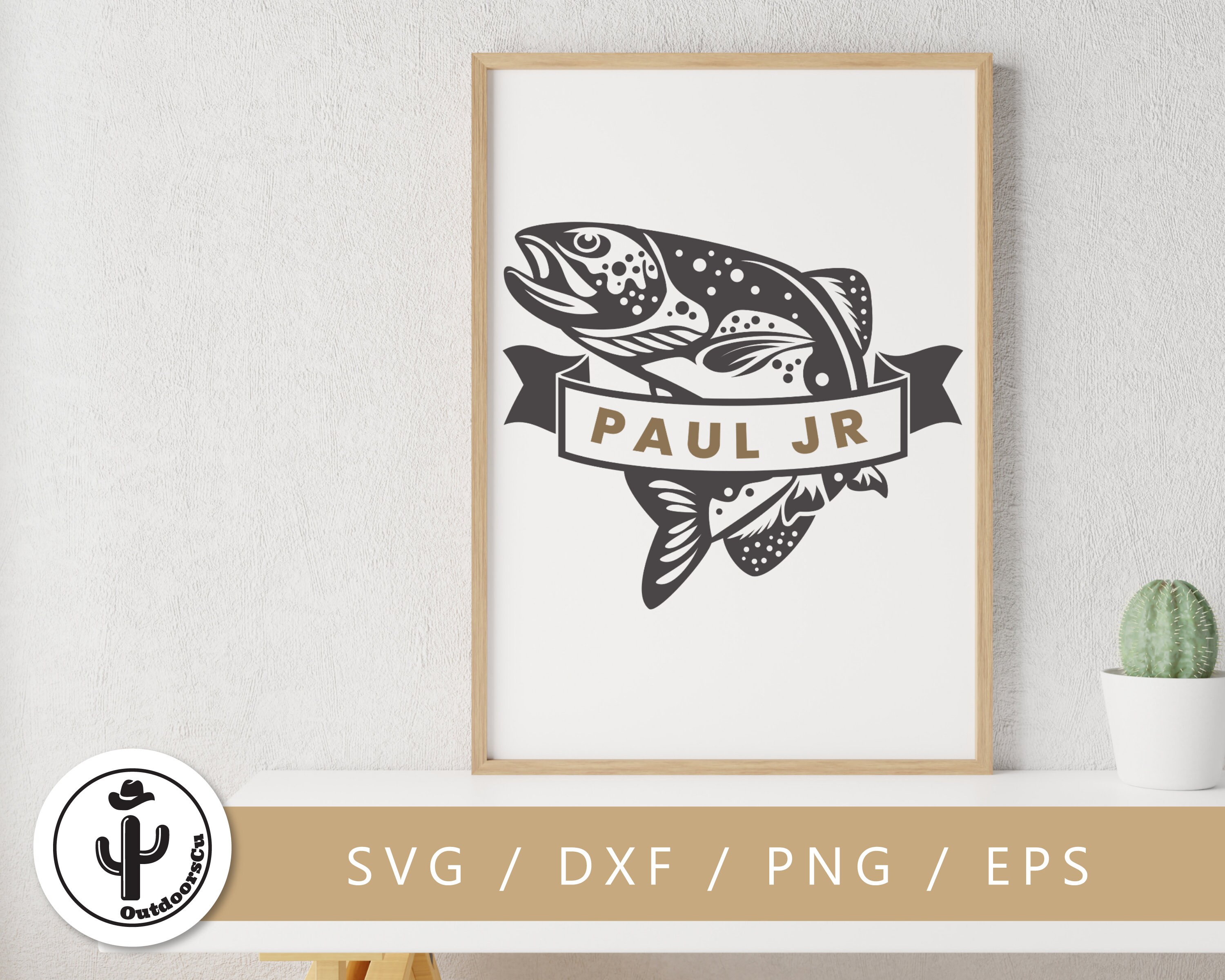 Trout Fish Monogram Svg Png File | Trout Name Fish | Fishing Hobby ...
