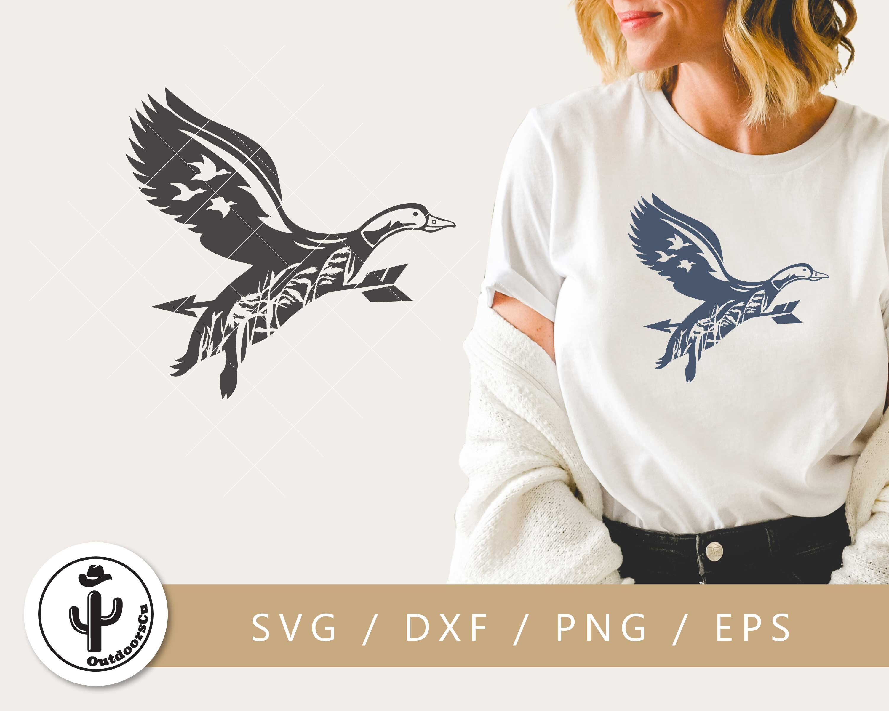 Flying Duck With Reeds Silhouette Svg Png Cut File | Vector File for ...