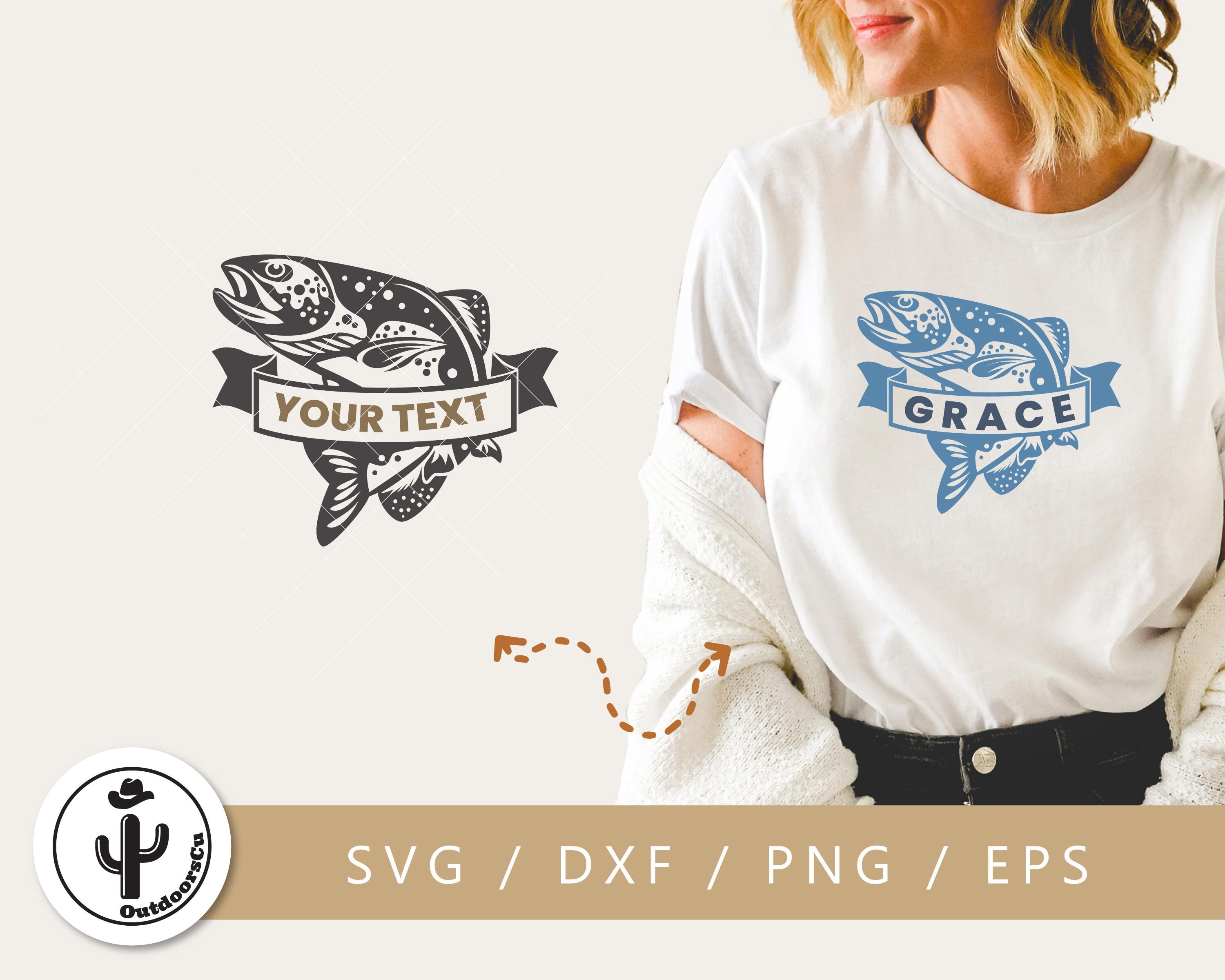 Trout Fish Monogram Svg Png File | Trout Name Fish | Fishing Hobby ...