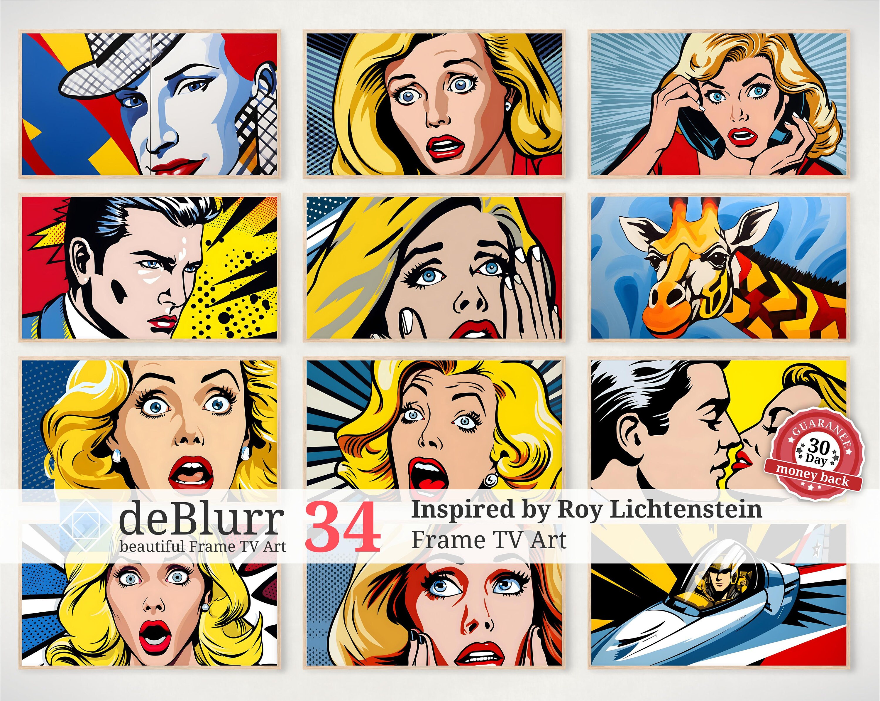 Roy Lichtenstein Style Frame TV Art: Pop Art Collection (digital ...