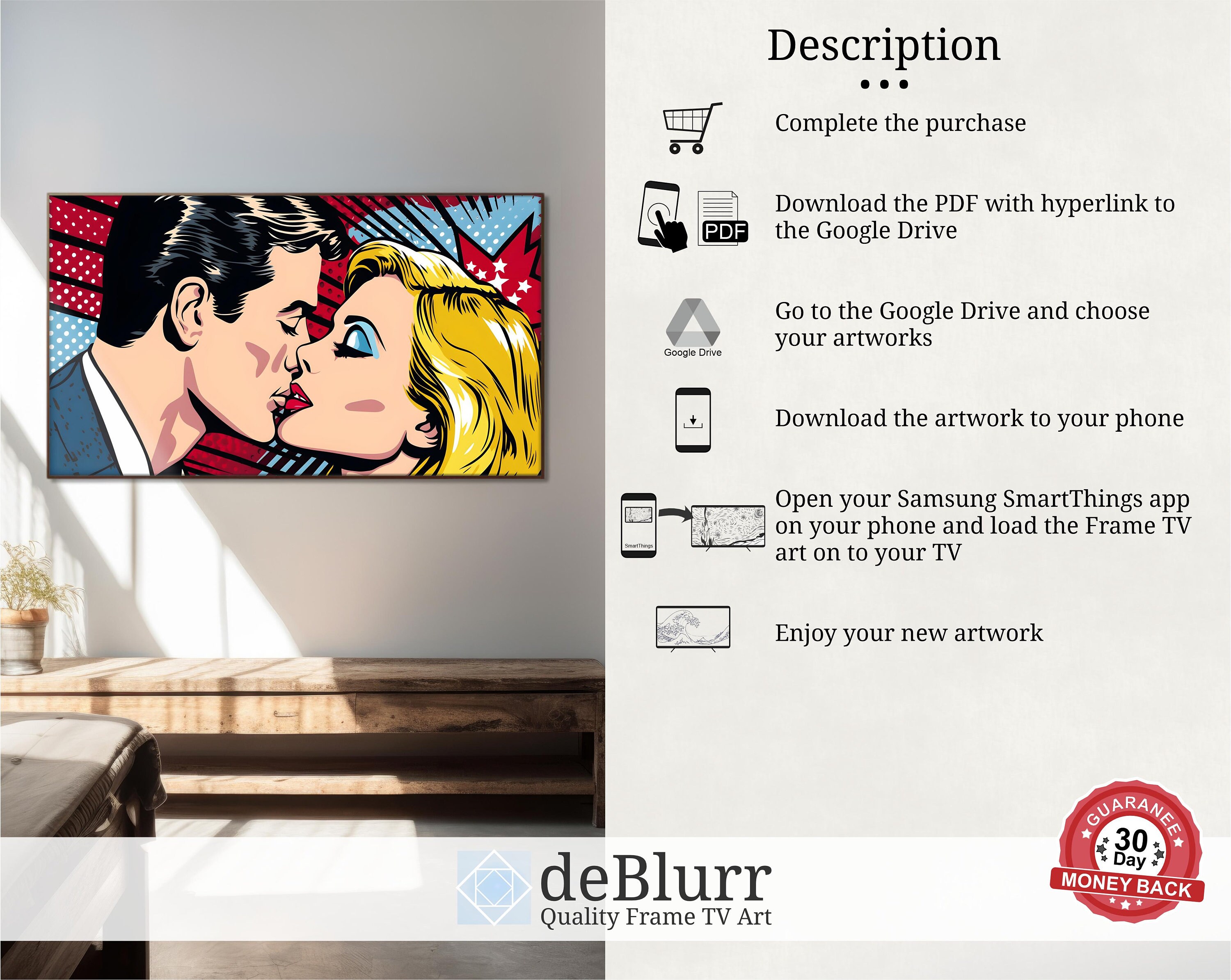 Roy Lichtenstein Style Frame TV Art: Pop Art Collection (digital ...