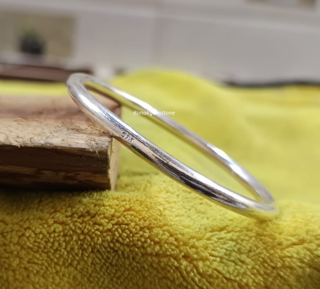 Solid Sterling Silver Bracelet 925 Sterling Silver Jewelry Handmade Rounded Bangles Hand Crafted ...