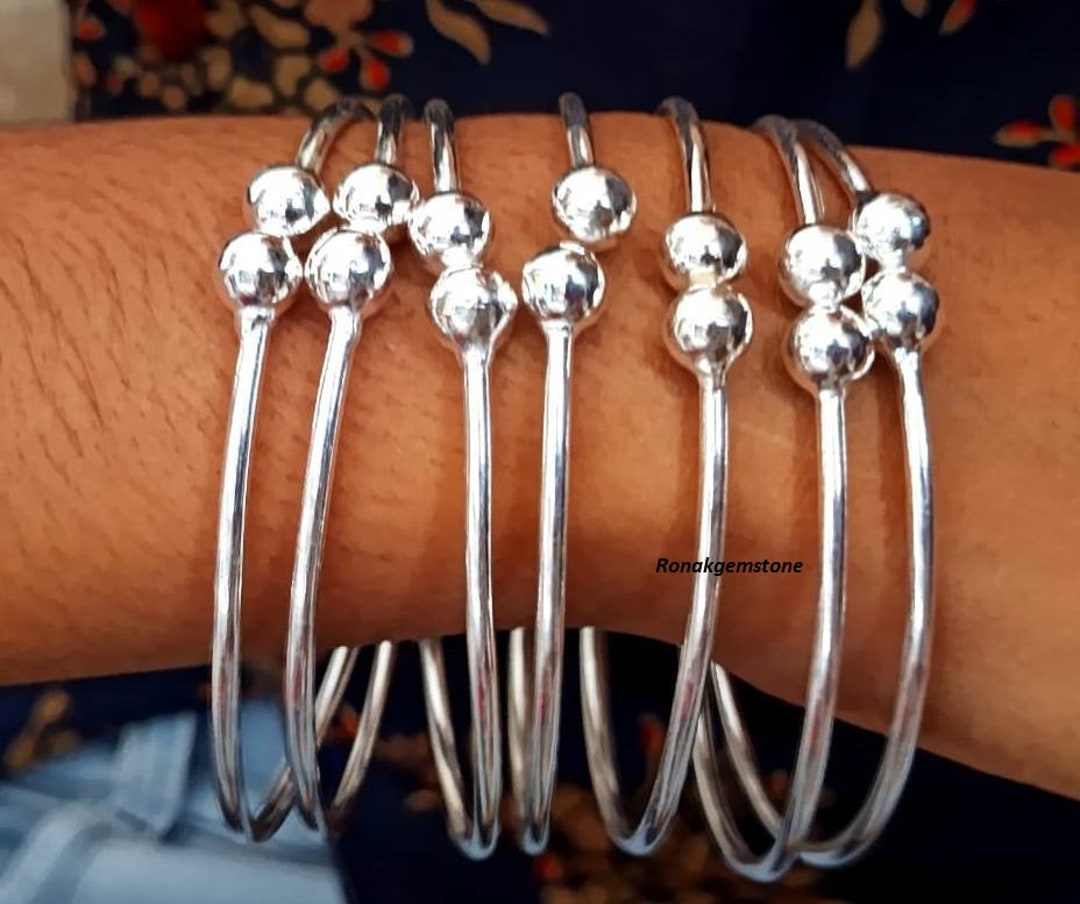 Thick West Indian Bangles, 7 Set of Bangles Silver Bangles, Boho Bangle ...