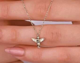 Solid Gold Angel Pendant - Etsy