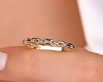 Thin Chain Ring - Etsy