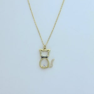 14K Solid Gold Cat Necklace, Gold Necklace for Her, Gift for Her ...