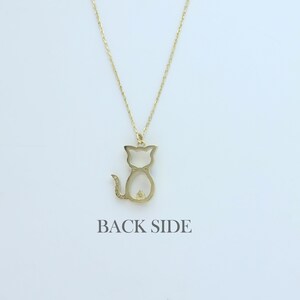 14K Solid Gold Cat Necklace, Gold Necklace for Her, Gift for Her ...
