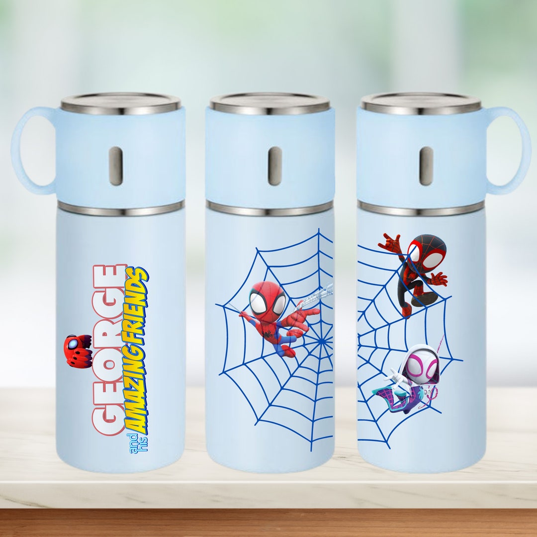 Custom Spidey and Friends Stainless Steel Bottle With Cup Lid - Etsy