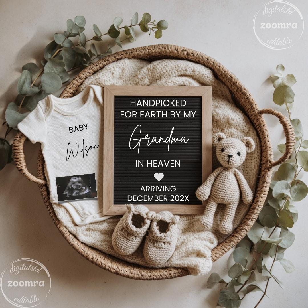 Digital Handpicked for Earth Pregnancy Announcement, Editable Baby ...