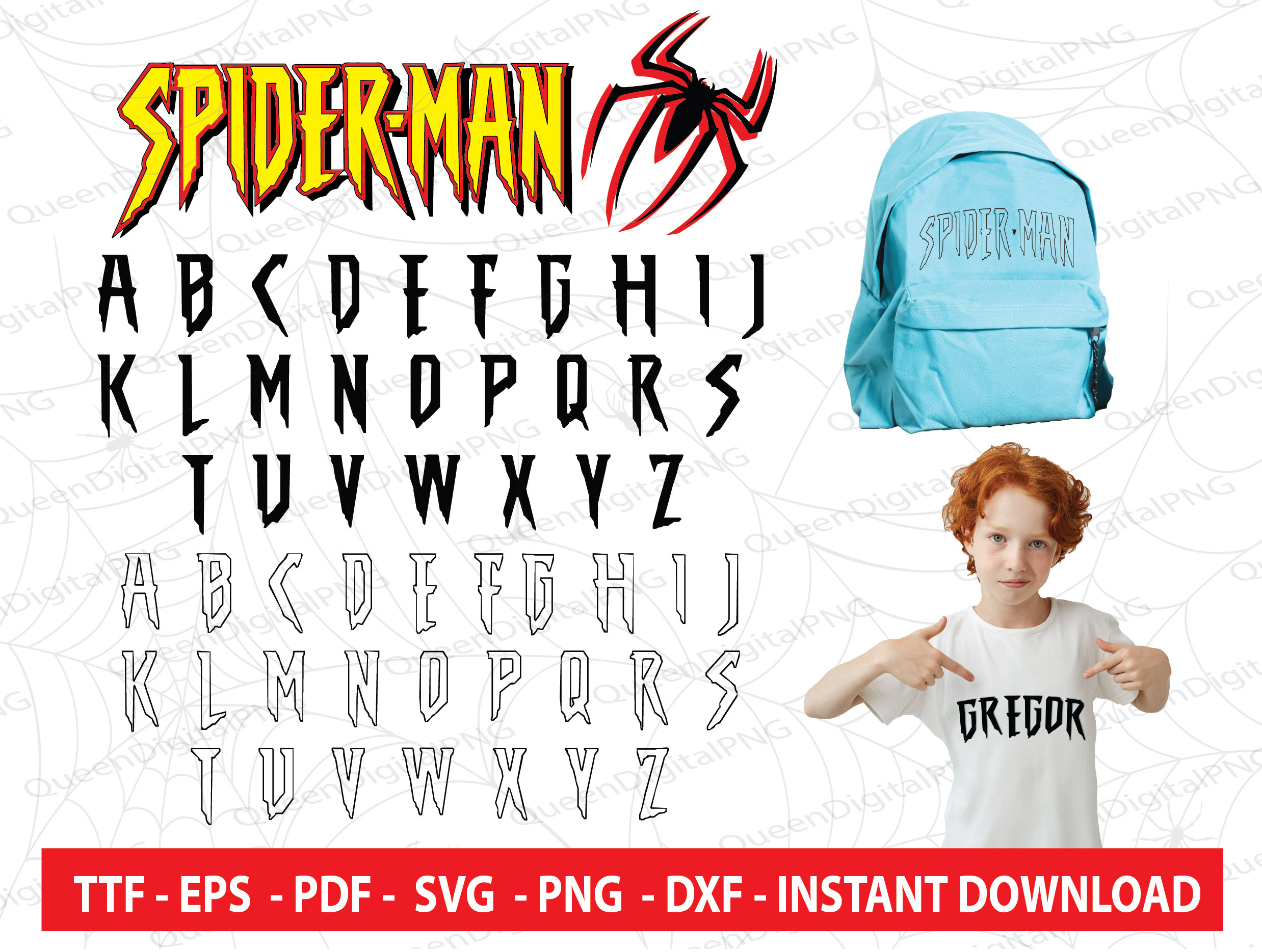 Spider Font Ttf,spider Font Dxf, Man Svg,cuttable Font-ink,spider Font ...