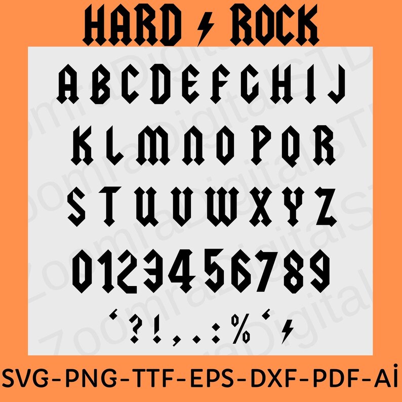 Hard Rock Font Ttf, Hard Rock Font Svg,heavy Metal Font, Music Font ...
