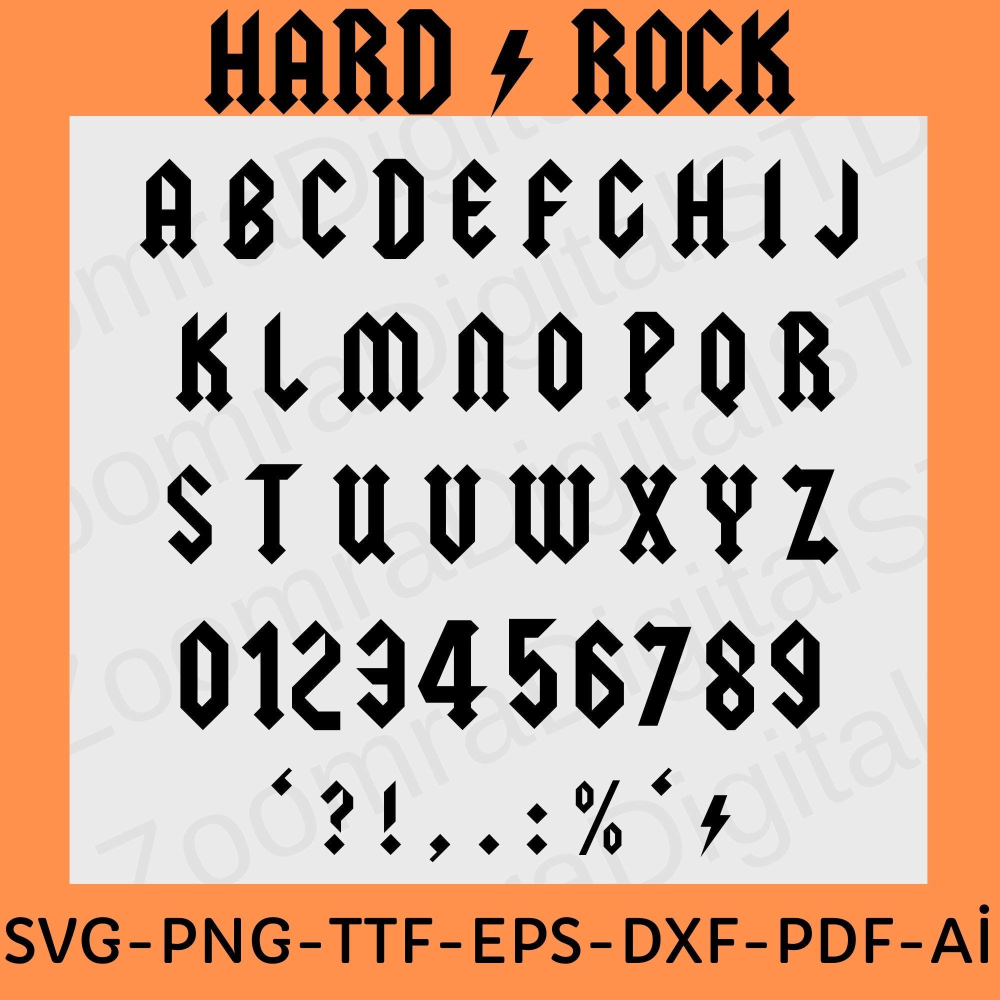 Hard Rock Font Ttf, Hard Rock Font Svg,heavy Metal Font, Music Font ...