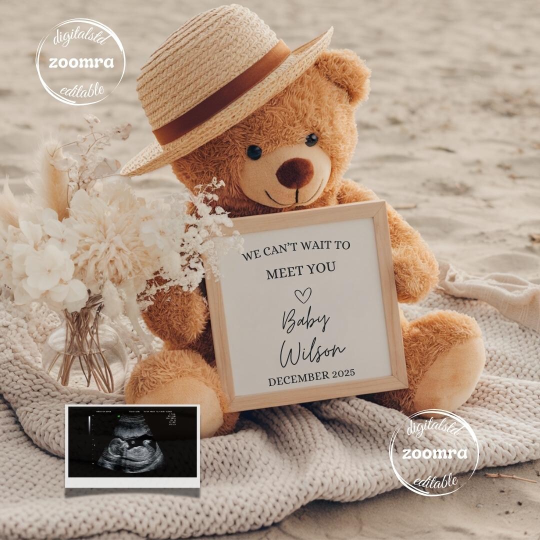 Gender Neutral Pregnancy Announcement: Simple Modern Baby Reveal ...