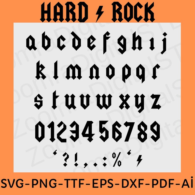 Hard Rock Font Ttf, Hard Rock Font Svg,heavy Metal Font, Music Font ...