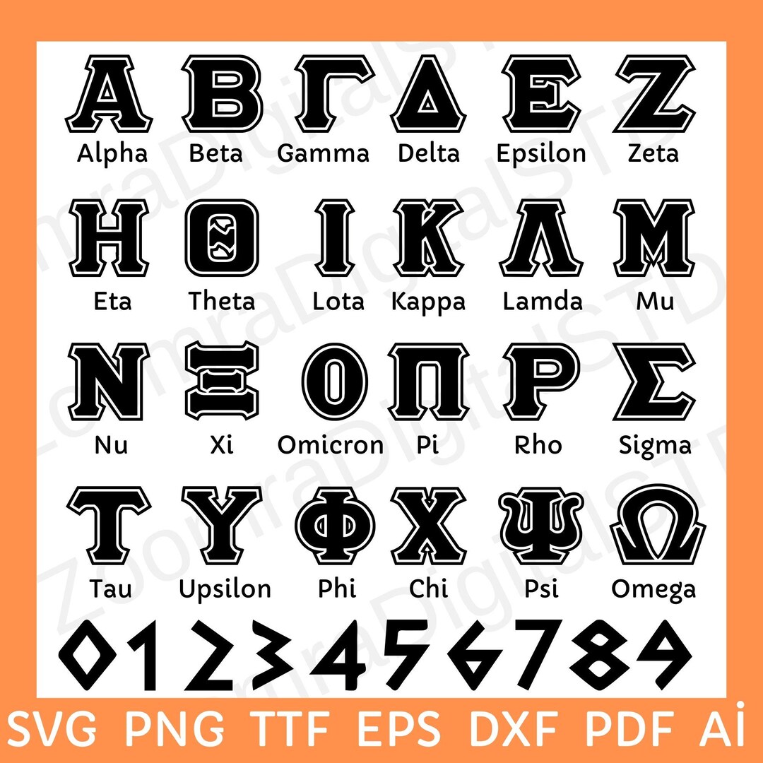 Greek Alphabet Font Set Ttf,sorority Craft Font,fraternity Letters ...