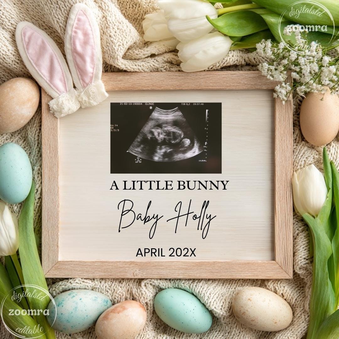 Simple Easter Pregnancy Announcement, Editable Some Bunny Baby Reveal ...