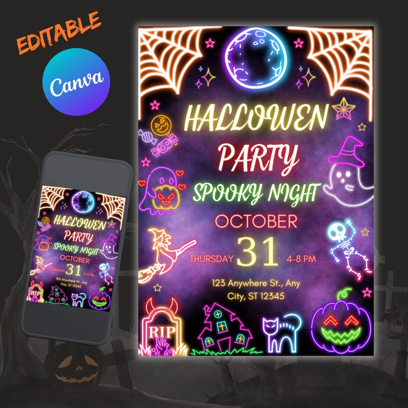 Neon Invitation - Etsy