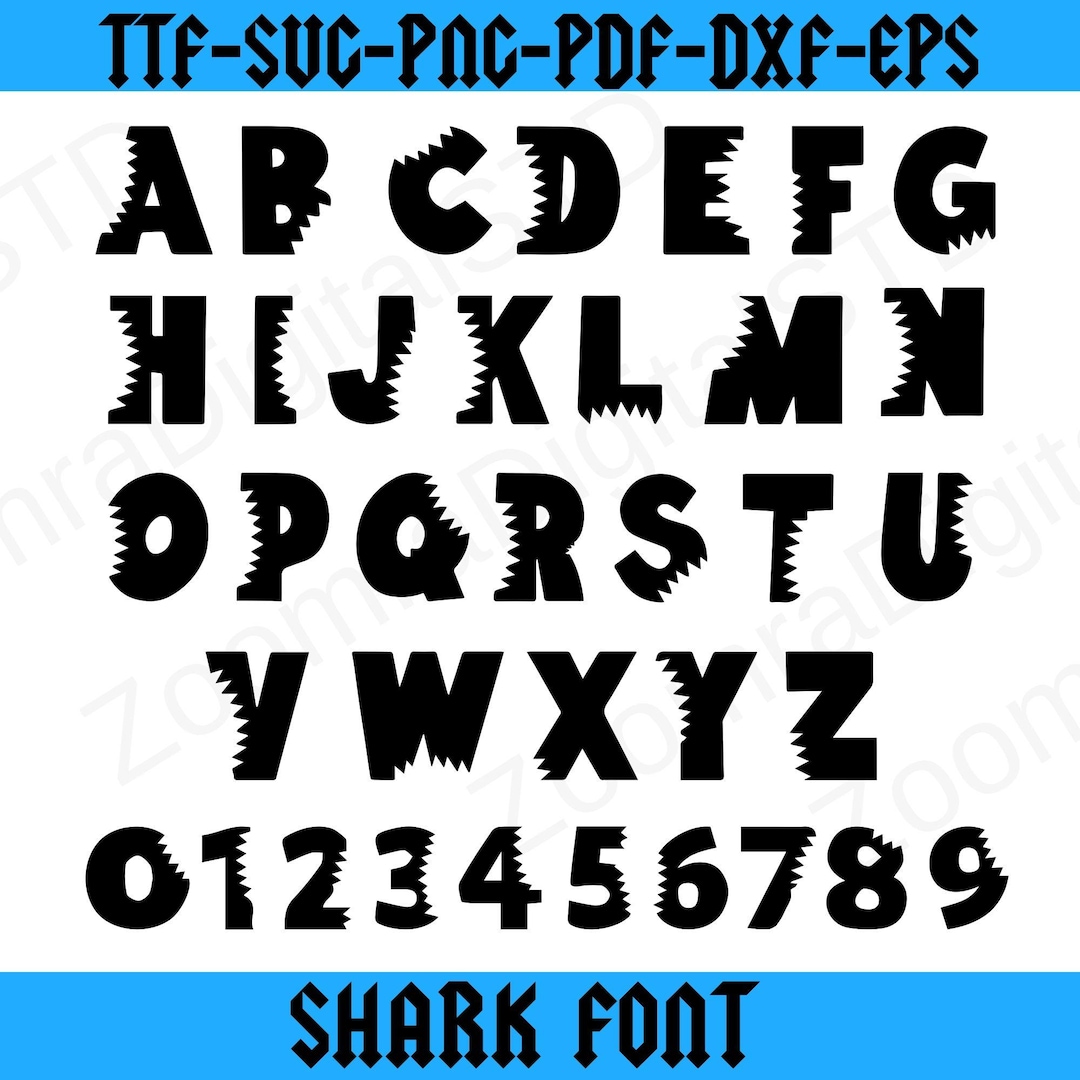 Shark Bite Fonts, Bite Mark Letters, Shark Vector Font, Cricut Font ...