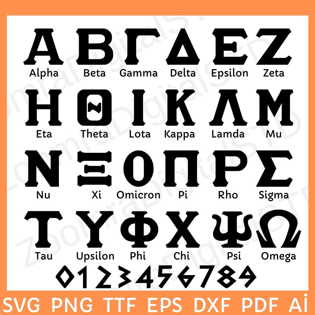 Greek Alphabet SVG Font, Greek Letters Clipart, Fraternity Sorority ...