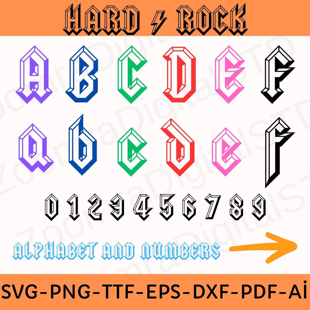 Hard Rock Font TTF, Heavy Metal Gothic Typeface, Bold Tattoo Lettering ...