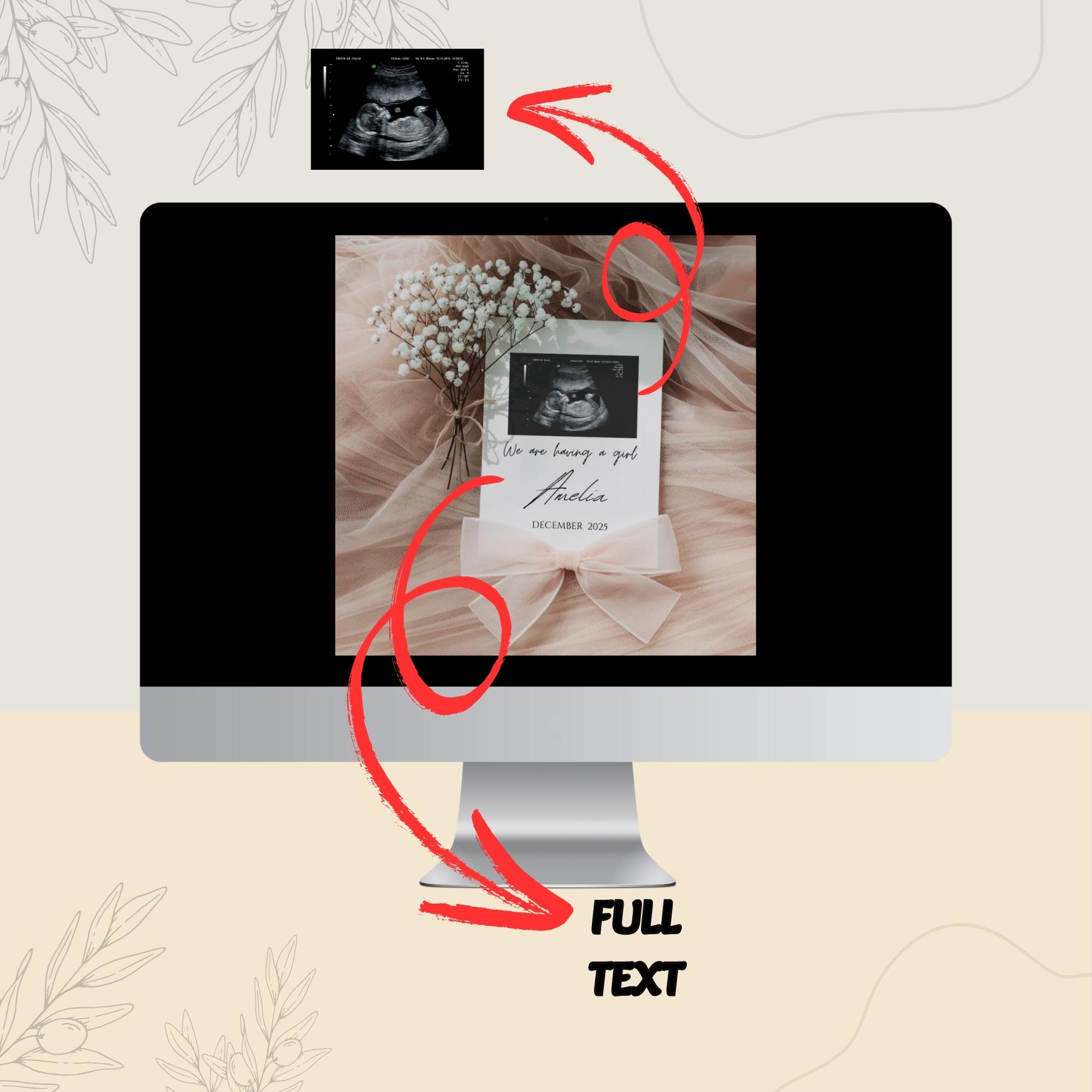 It's a Girl Baby Gender Reveal,simple Pink Girl Pregnancy Announcement ...