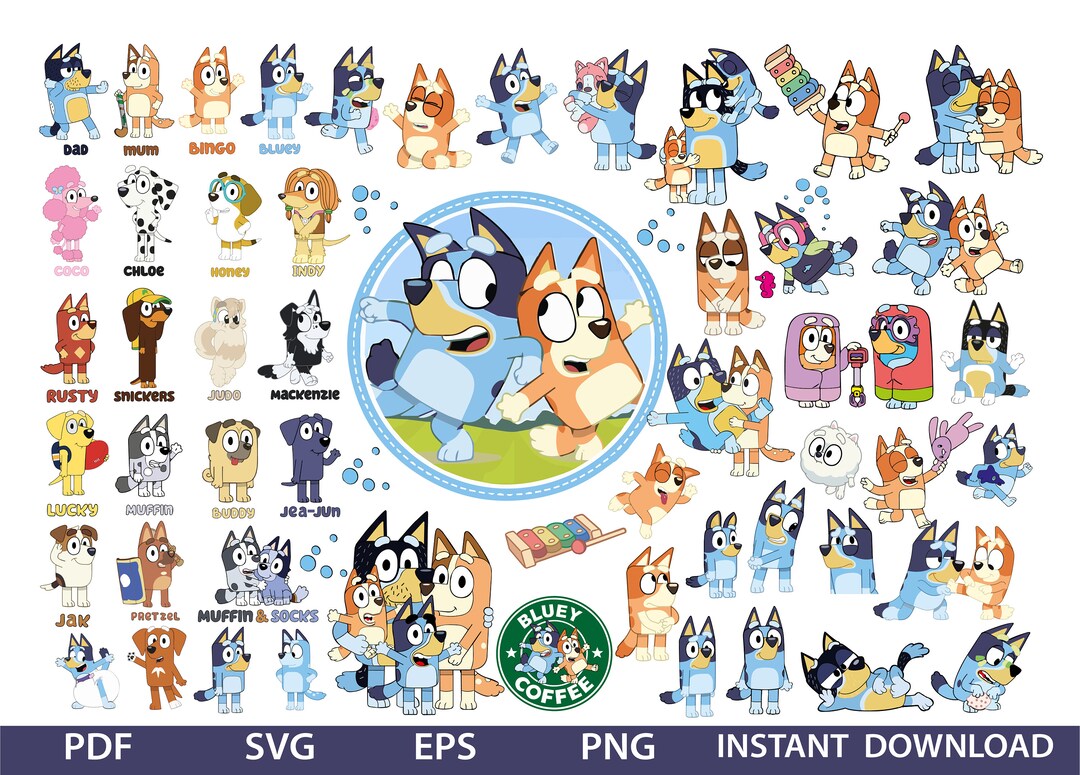 Mega Layered Bundle 53 Design, Bluey SVG, Bluey Birthday SVG, Clipart ...