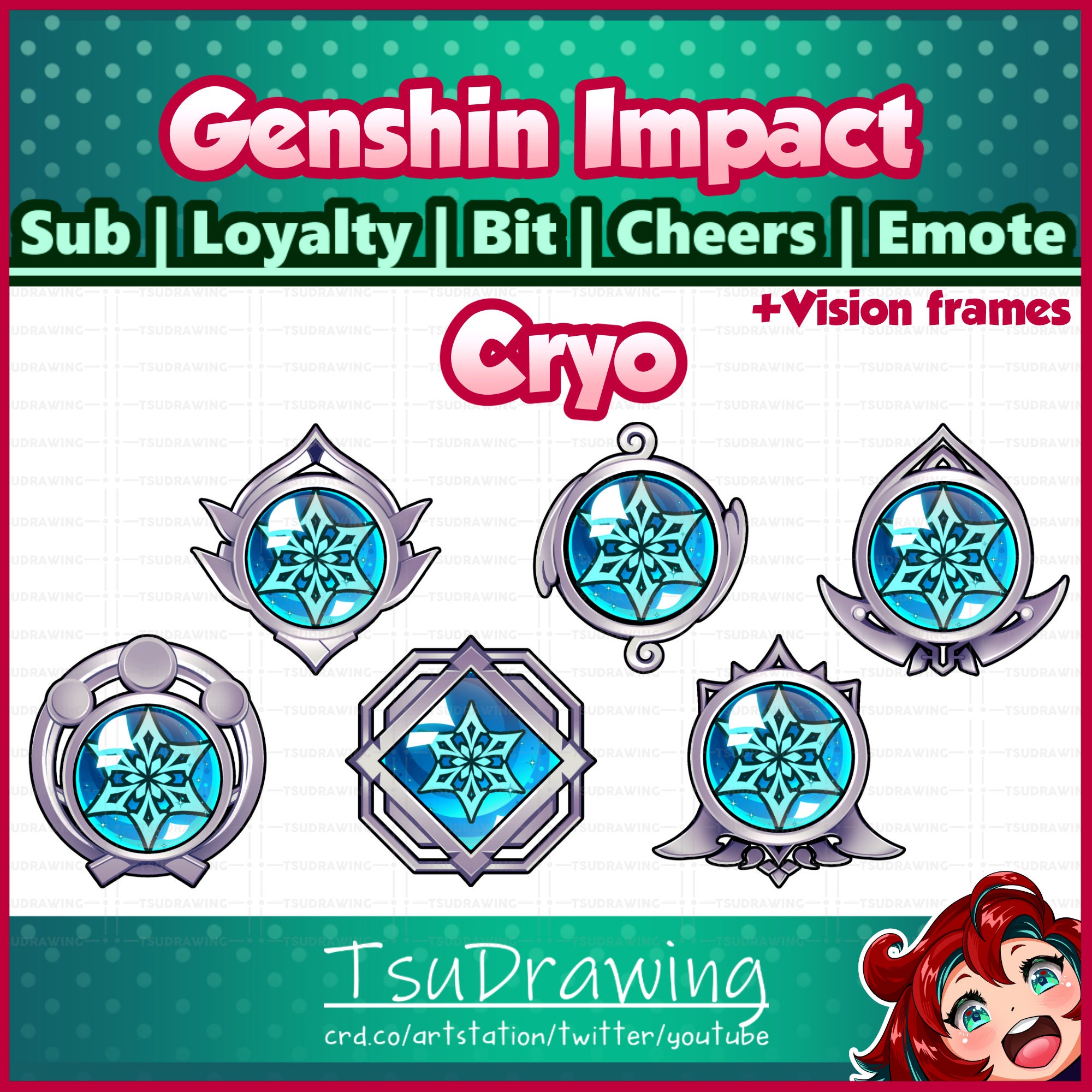 Fanart 18 Pack Genshin Impact Elements Cryo Vision Frames Nations in ...