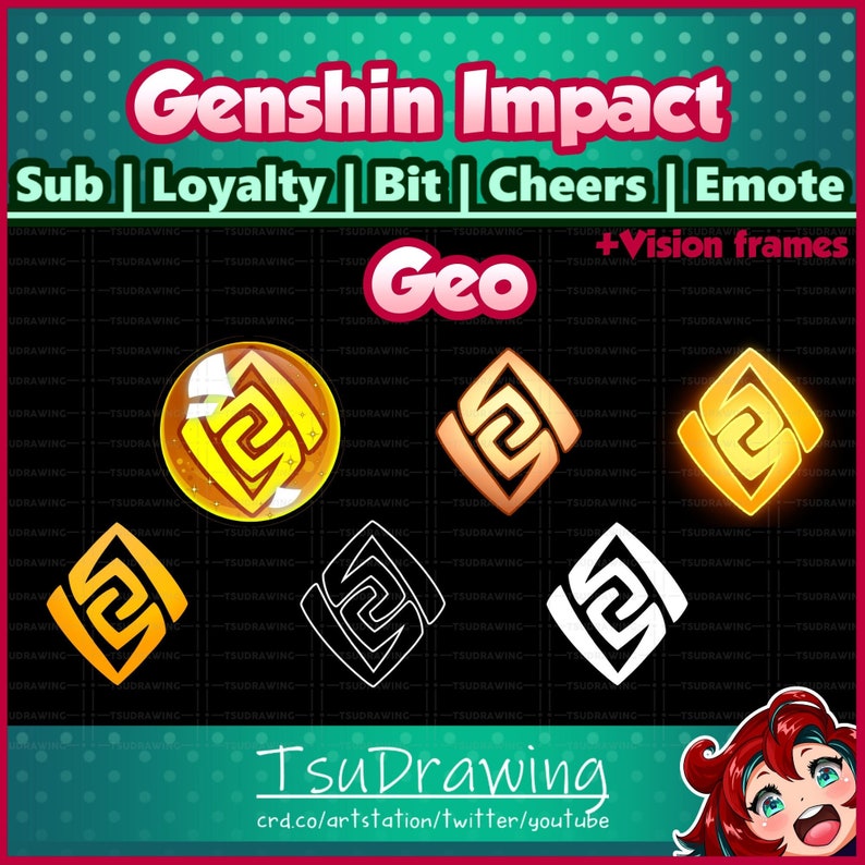 Fanart 18 Pack Genshin Impact Elements Geo Vision Frames Nations in ...