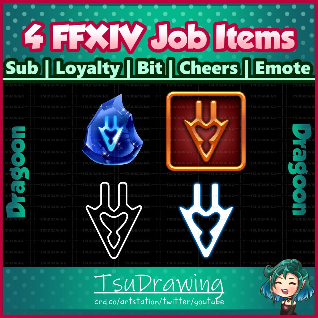 Fanart 4 Pack FFXIV Job ~ Dragoon ~ Twitch Sub | Loyalty | Bit | Cheers ...