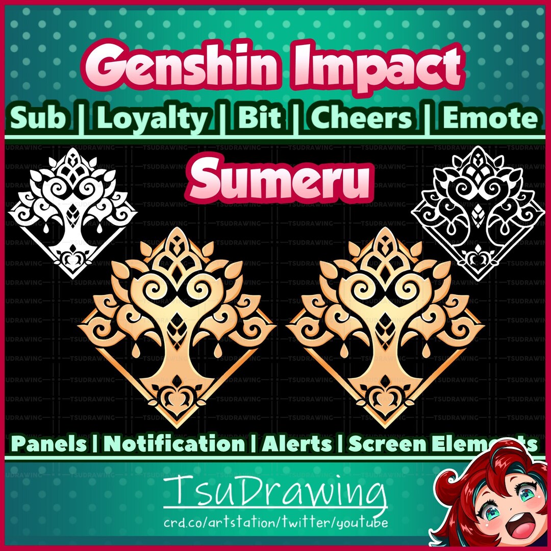 Fanart 4 Pack Genshin Impact Nation Symbol Sumeru Twitch Sub Loyalty ...