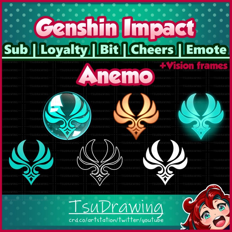 Fanart 18 Pack Genshin Impact Elements Anemo Vision Frames Nations in ...