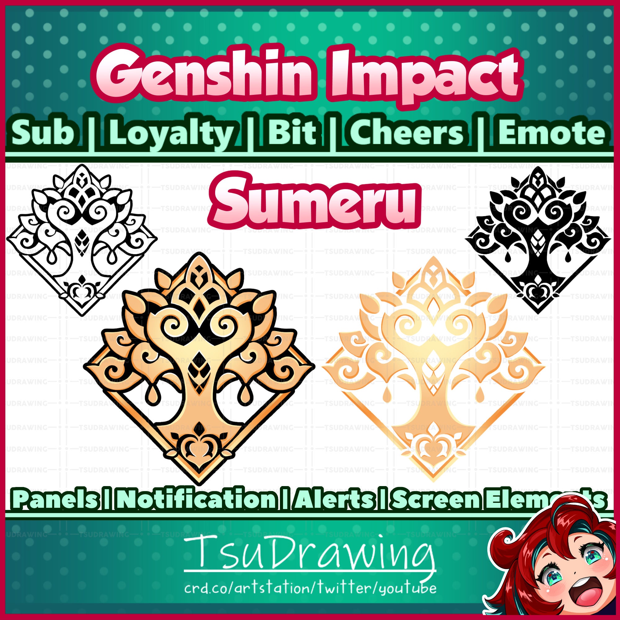 Fanart 4 Pack Genshin Impact Nation Symbol Sumeru Twitch Sub Loyalty ...