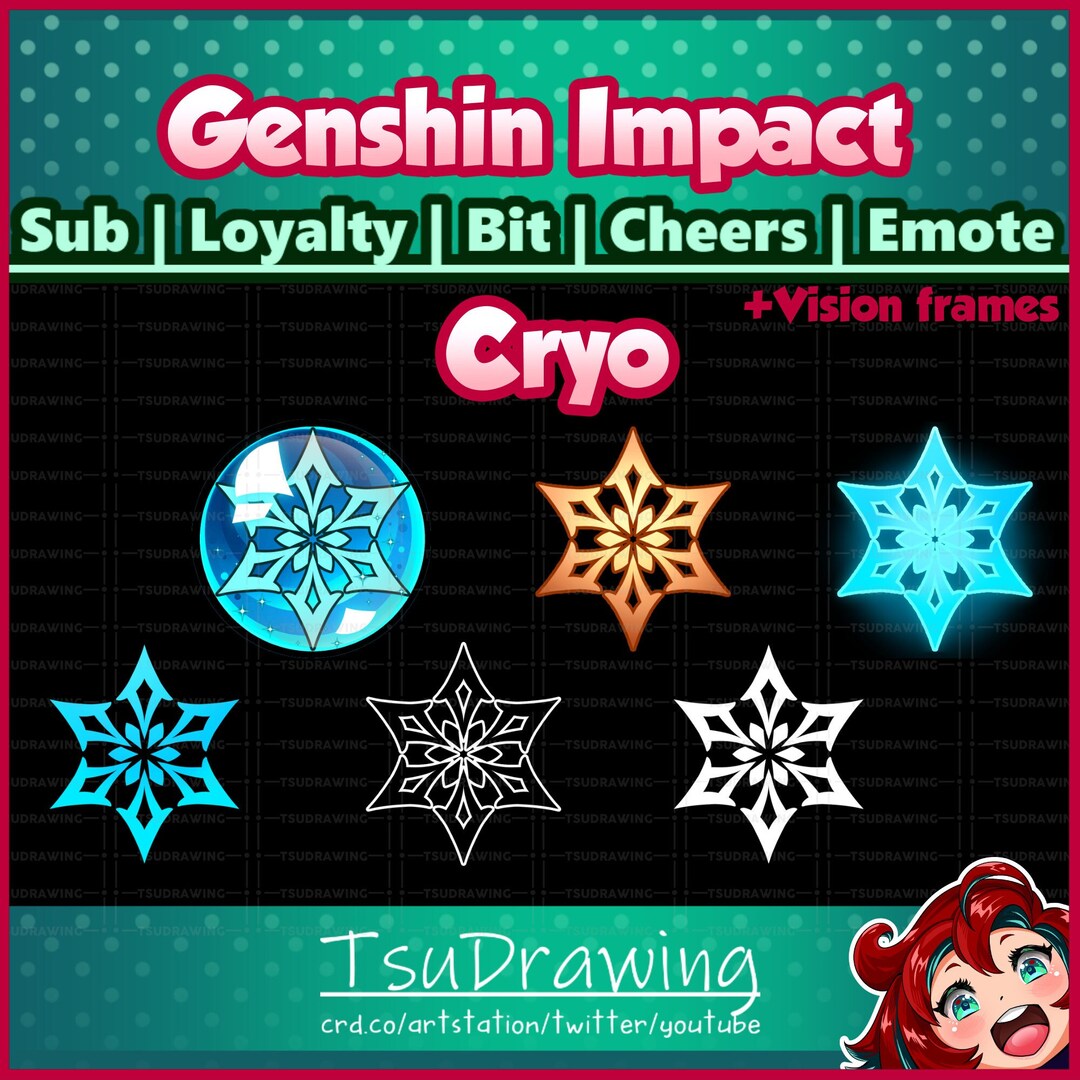 Fanart 18 Pack Genshin Impact Elements Cryo Vision Frames Nations in ...