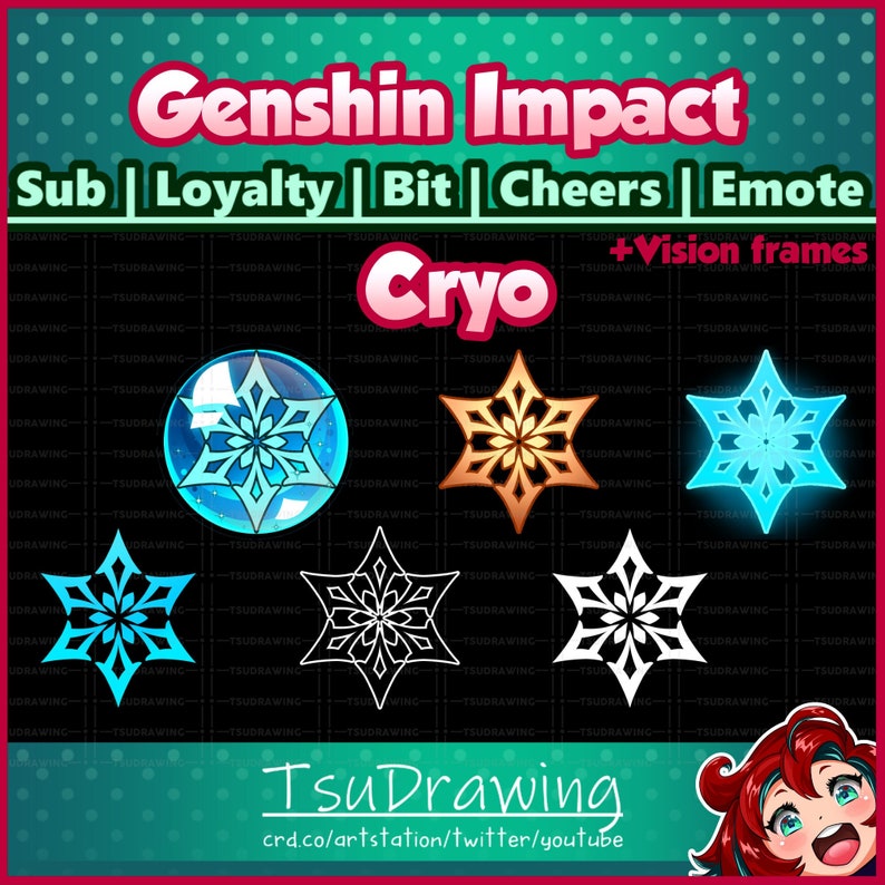 Fanart 18 Pack Genshin Impact Elements Cryo Vision Frames Nations in ...
