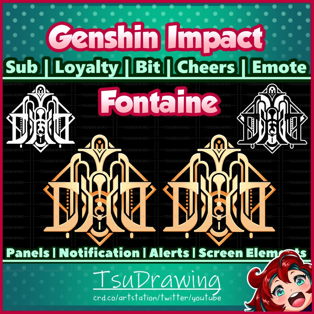 Fanart 4 Pack Genshin Impact Nation Symbol Fontaine Twitch Sub Loyalty ...