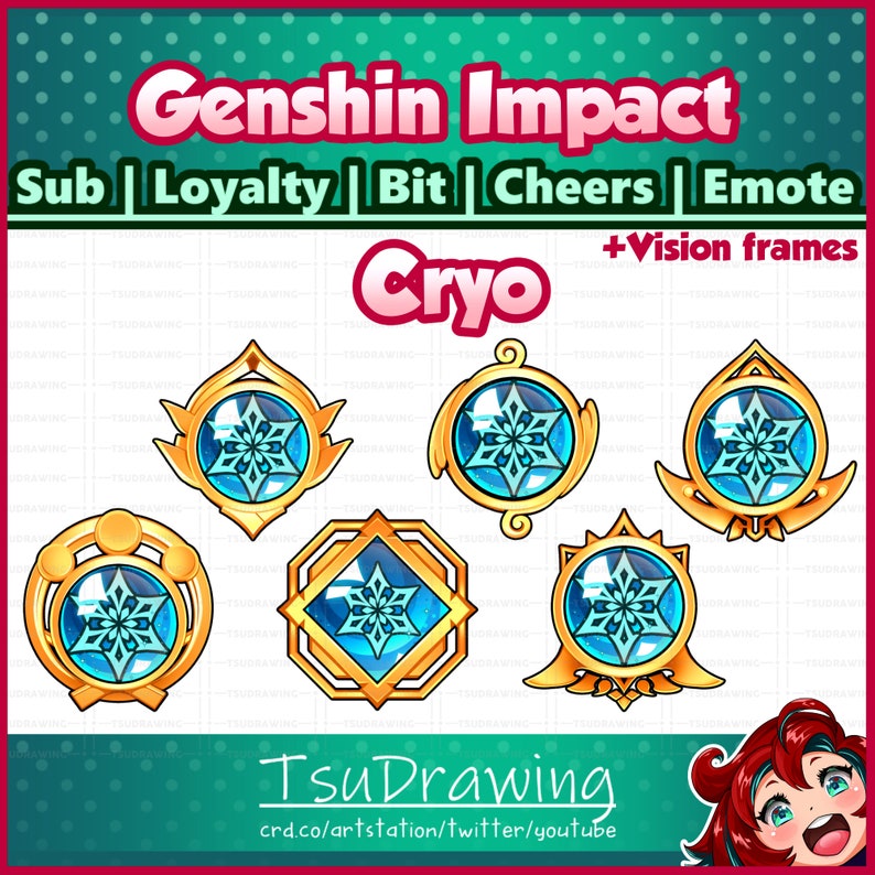 Fanart 18 Pack Genshin Impact Elements Cryo Vision Frames - Etsy