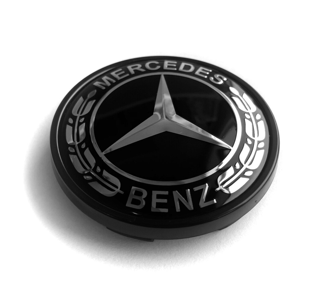 4 Items 63mm / 57mm Mercedes Wheel Center Hub Caps Covers BLACK LAUREL ...