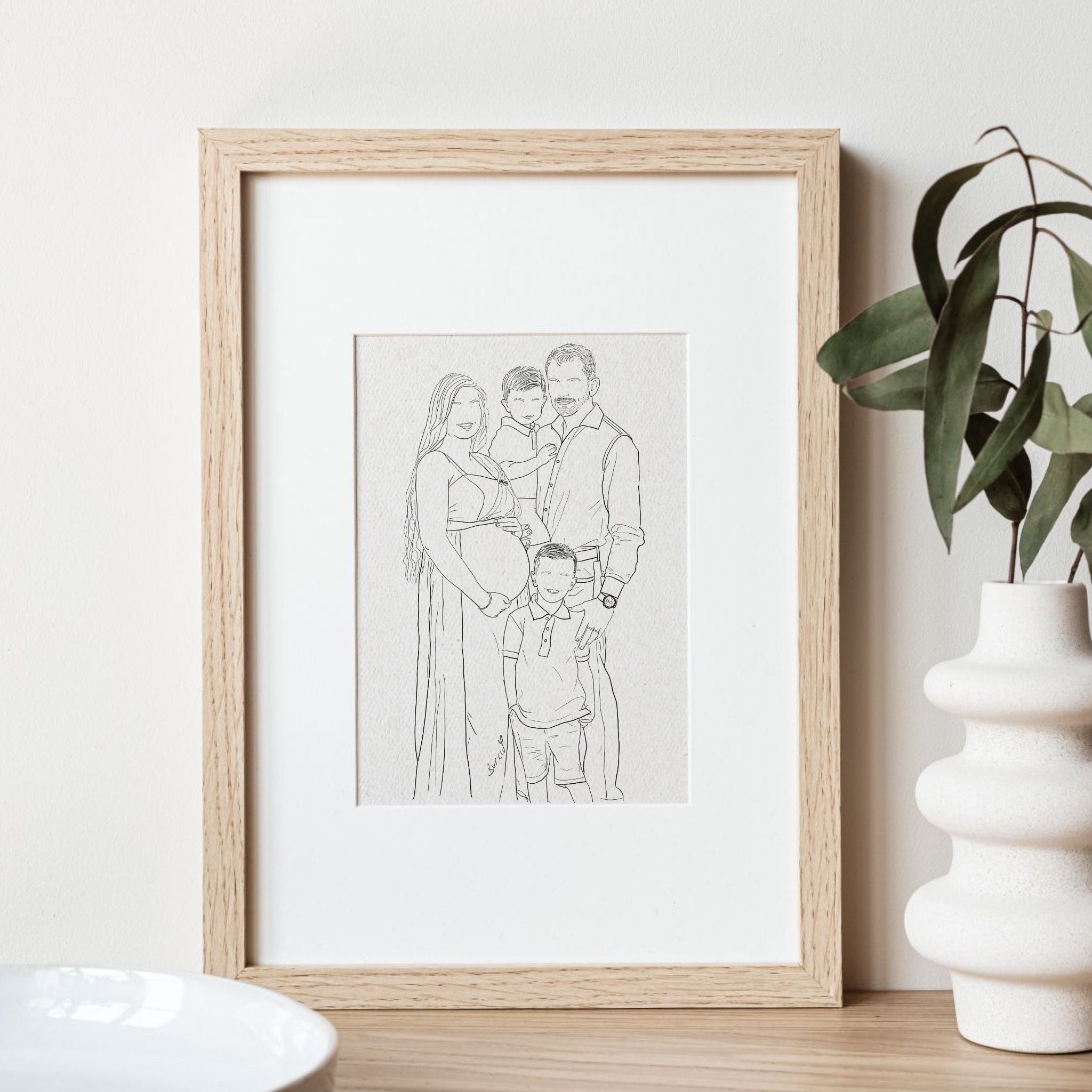 Custom Dad Line Art Printable, Dad and Child Portrait, Daddy and Son ...