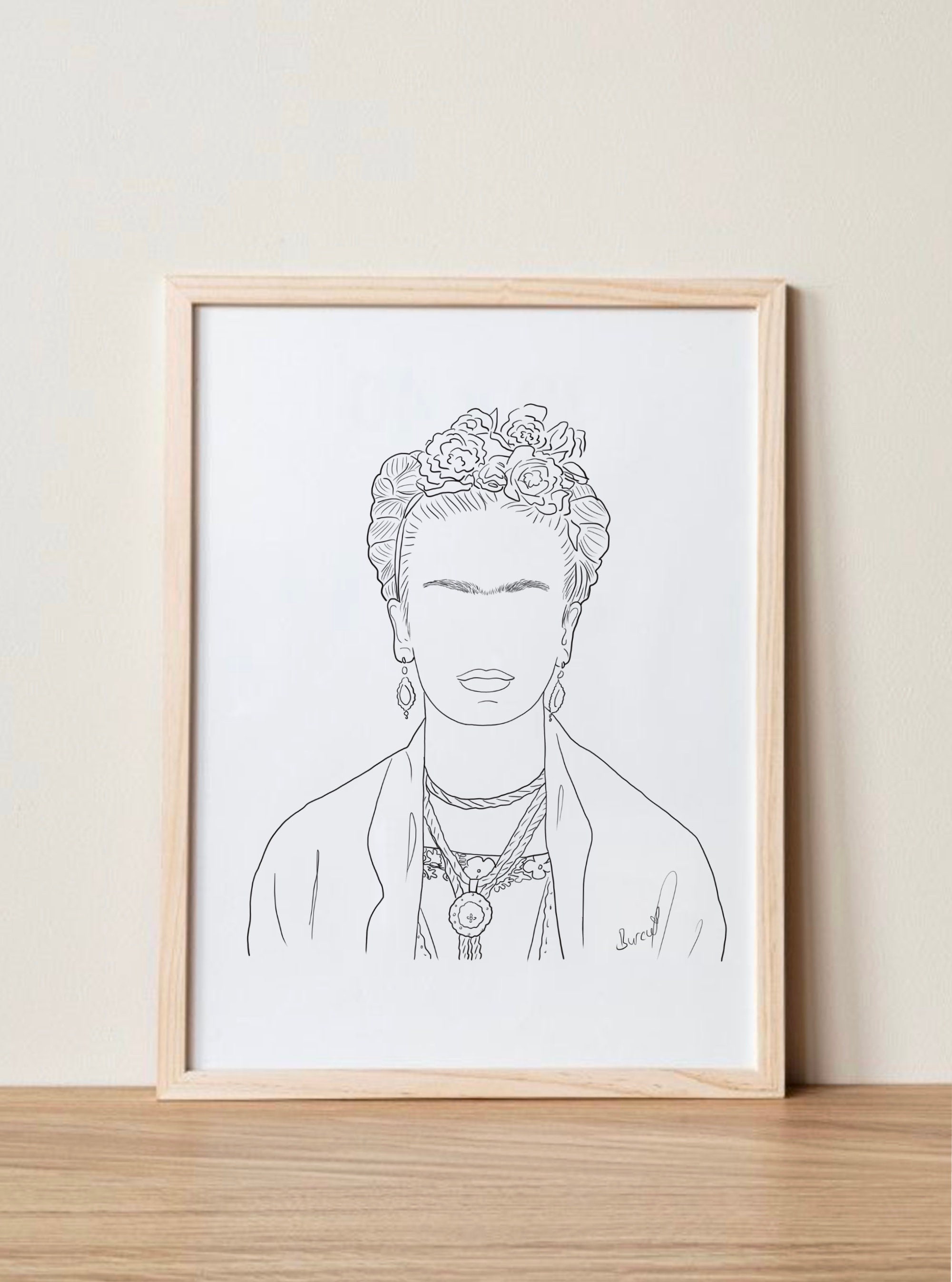 Frida Kahlo Portrait Print, Frida Digital Self Portrait, Printable ...