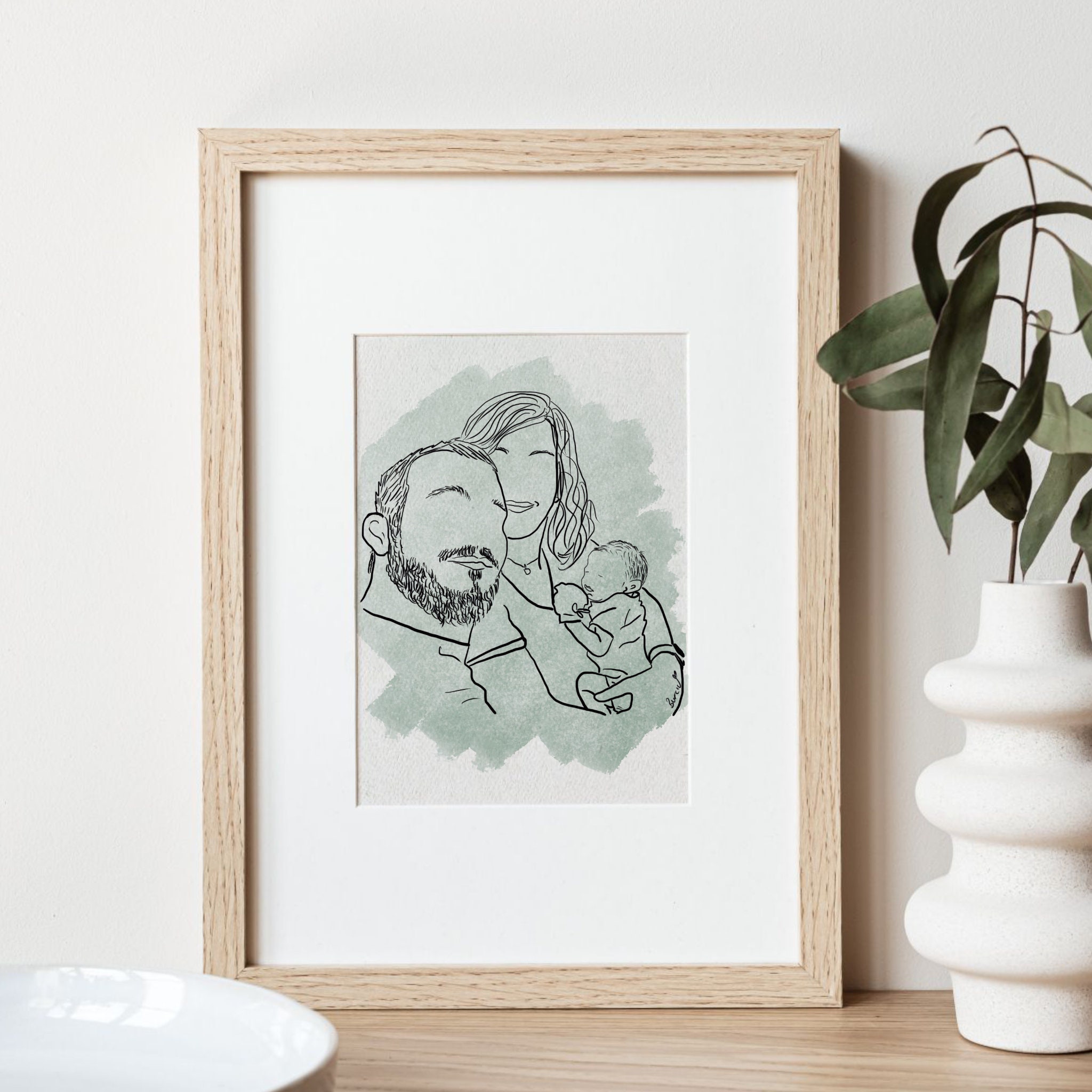 Digital Prints Custom Line Drawing Custom Family Portrait Personalized ...