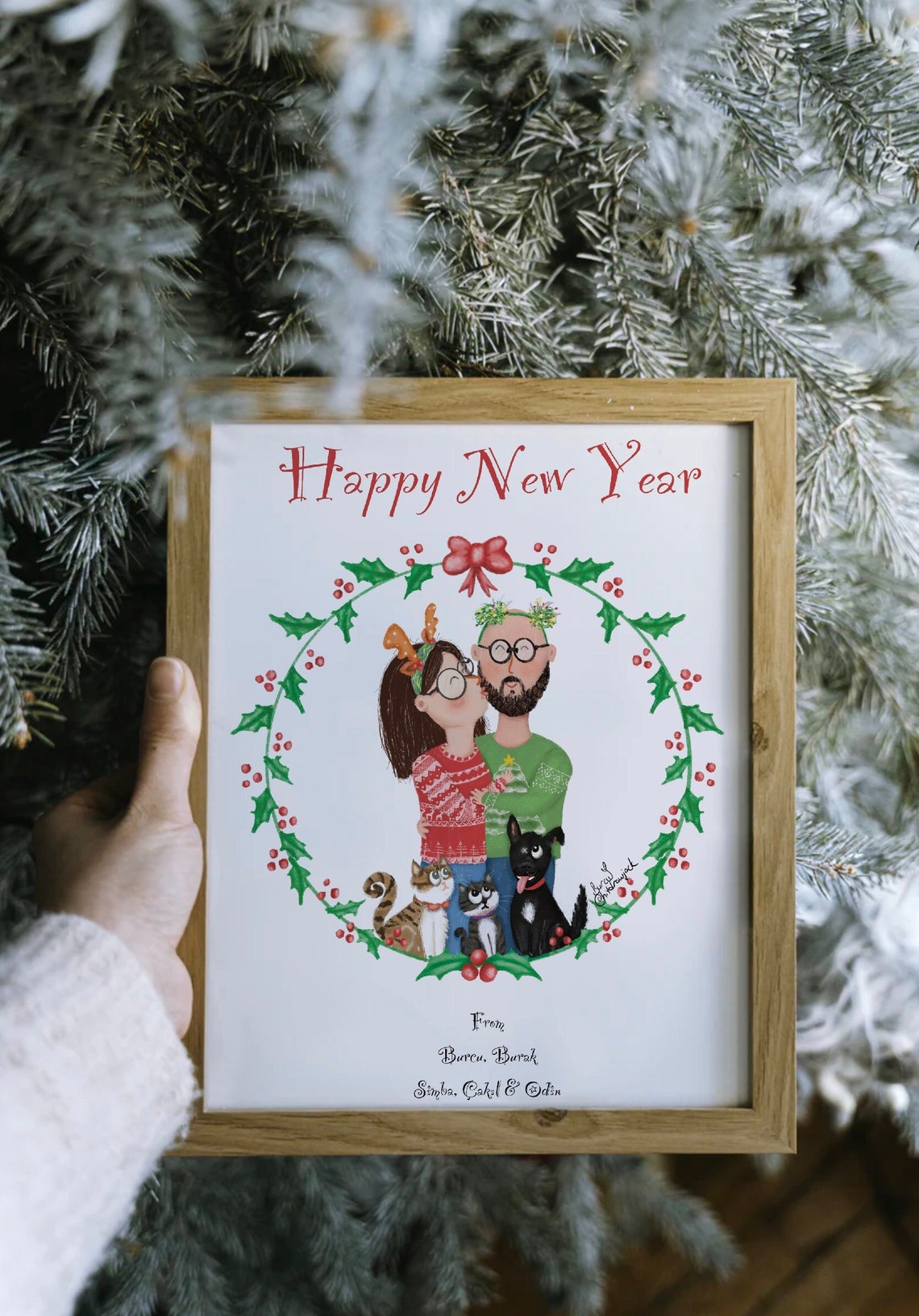 Custom Christmas Portrait, Custom Christmas Illustration, Xmas Family ...