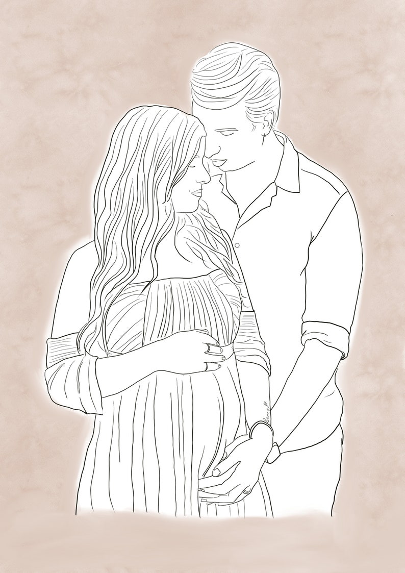 Custom Pregnancy Portrait, Pregnant Woman Faceless Portrait, New Mom ...